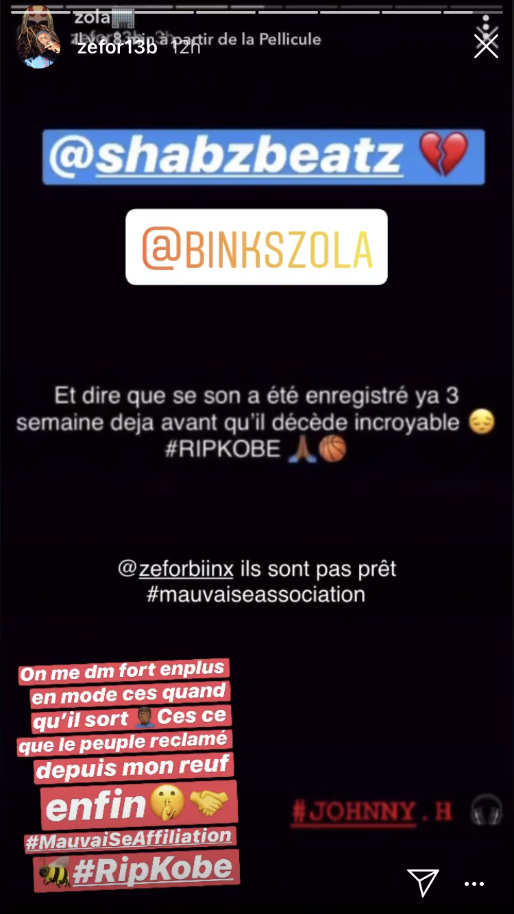 Zola et Zefor du 13 Block annoncent avoir un morceau en hommage à Kobe ...